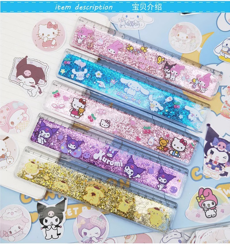 15cm, 30cm Sanrio Ruler Kuromi Melody Cinnamoroll Plastic Ruler ...