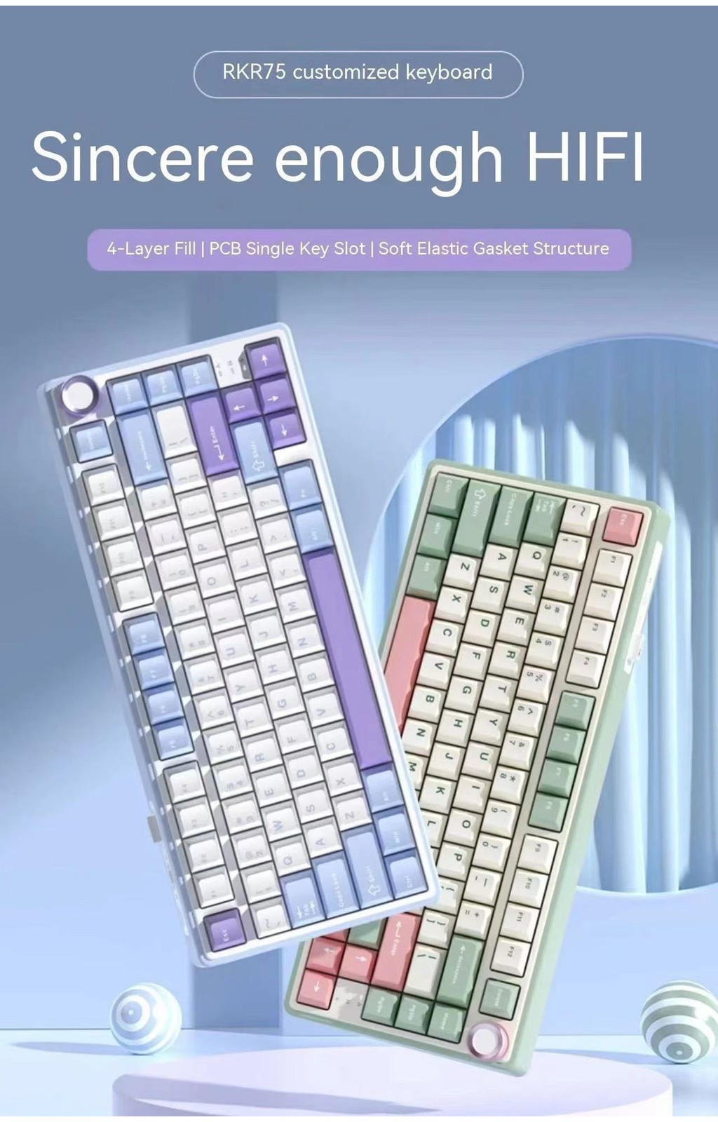 RK R75 Pro Wireless Mechanical Keyboard QMK 75% Custom 3 Mode RGB with ...