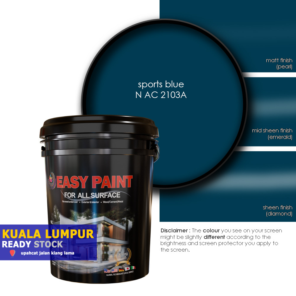 18 Liter - SPORTS BLUE N AC 2103A, Easy Paint All Surface for interior ...