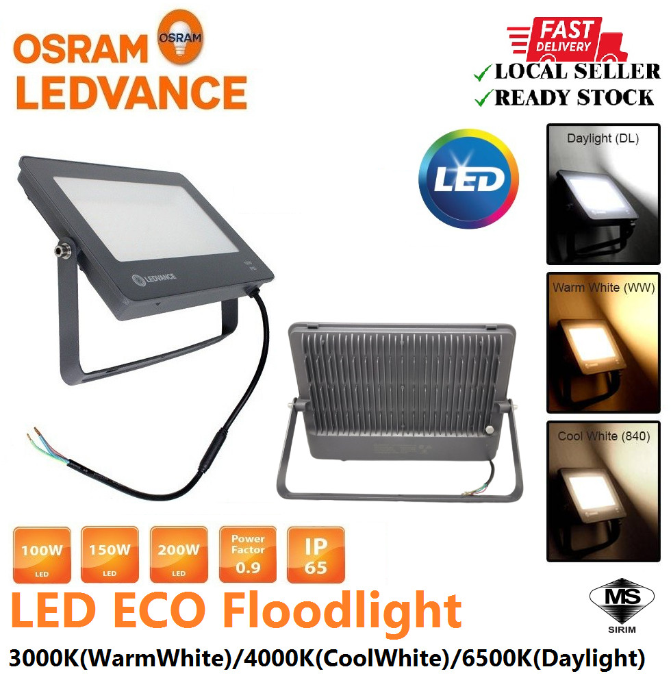 OSRAM LEDVANCE 100/150/200W LED ECO Floodlight - 3000K(WarmWhite)/4000K ...