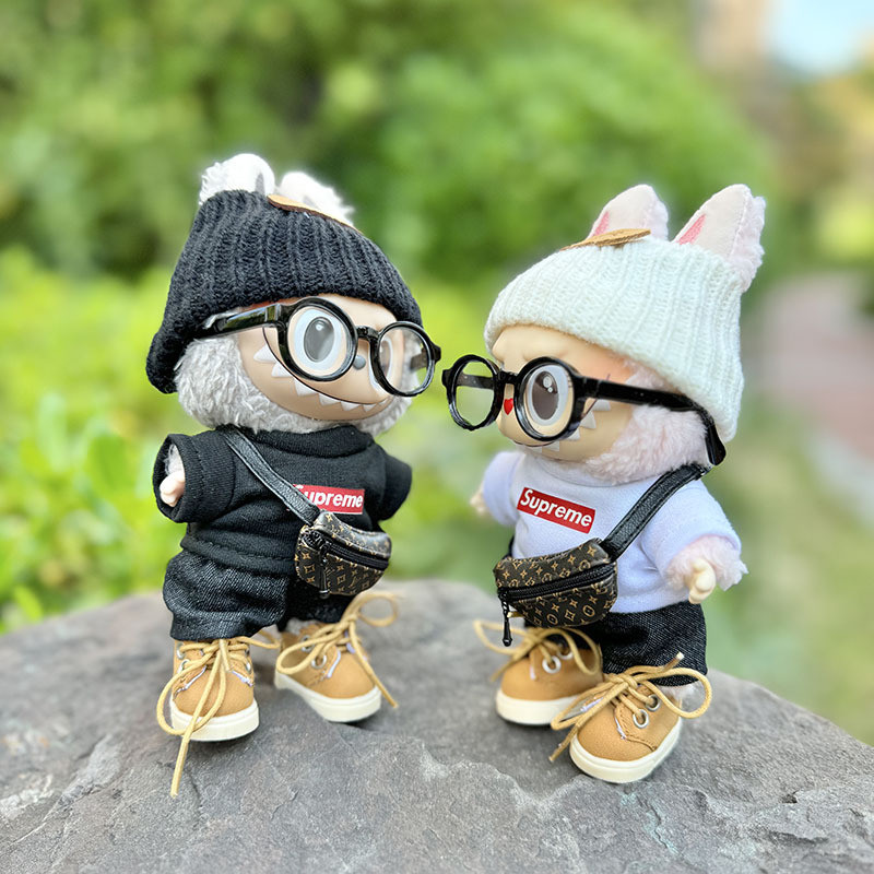 Labubu Have A Seat Clothes for Labubu V2 V1 Fashion Logo Black Shirt ...