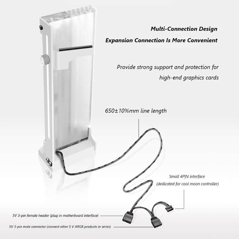 COOLMOON CM-GH2 Vertical GPU Support Bracket Colorful 5V A-RGB Bracket ...