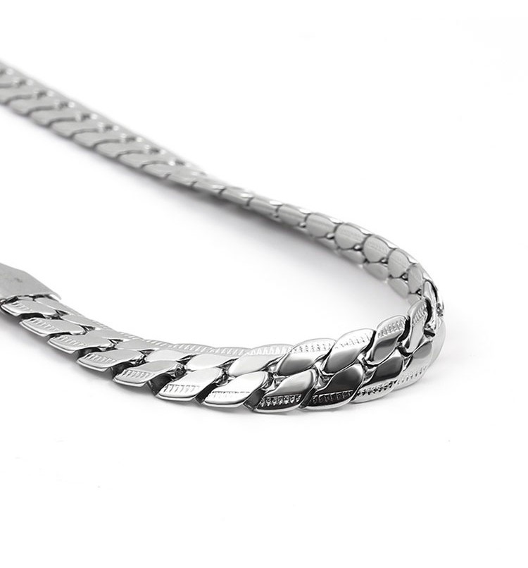 Titanium Steel Encrypted Embossed NK Chain Cuban Necklace Men's Fashion ...