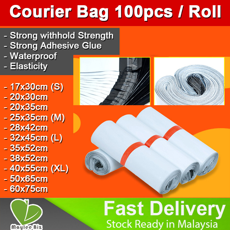All Size 100pcs Courier Bag Kurier Flyer Plastic 快递袋 Poslaju Mailing ...