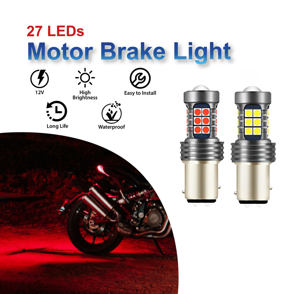1PC 27LED Motorcycle Brake Light Bulb Flash Non Flash T20/7443 1157/P21 ...