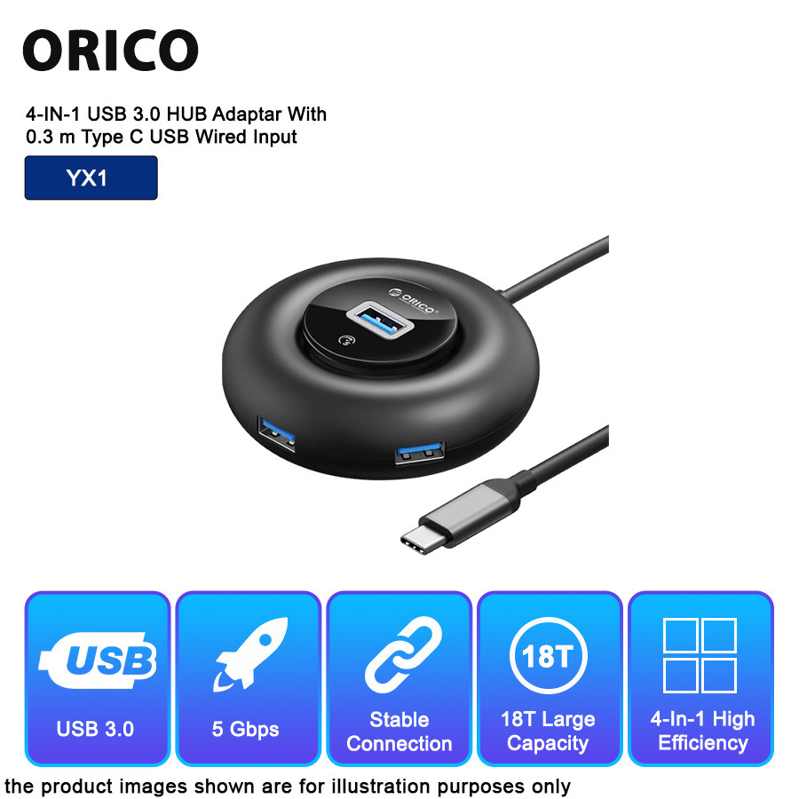 ORICO Round USB HUB Box 4 USB Hub Adapter with Type C USB Wired input ...