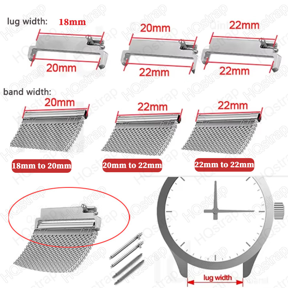 2pcs watch Strap Adapter Stainless Steel Connector 18mm 20mm 22mm ...