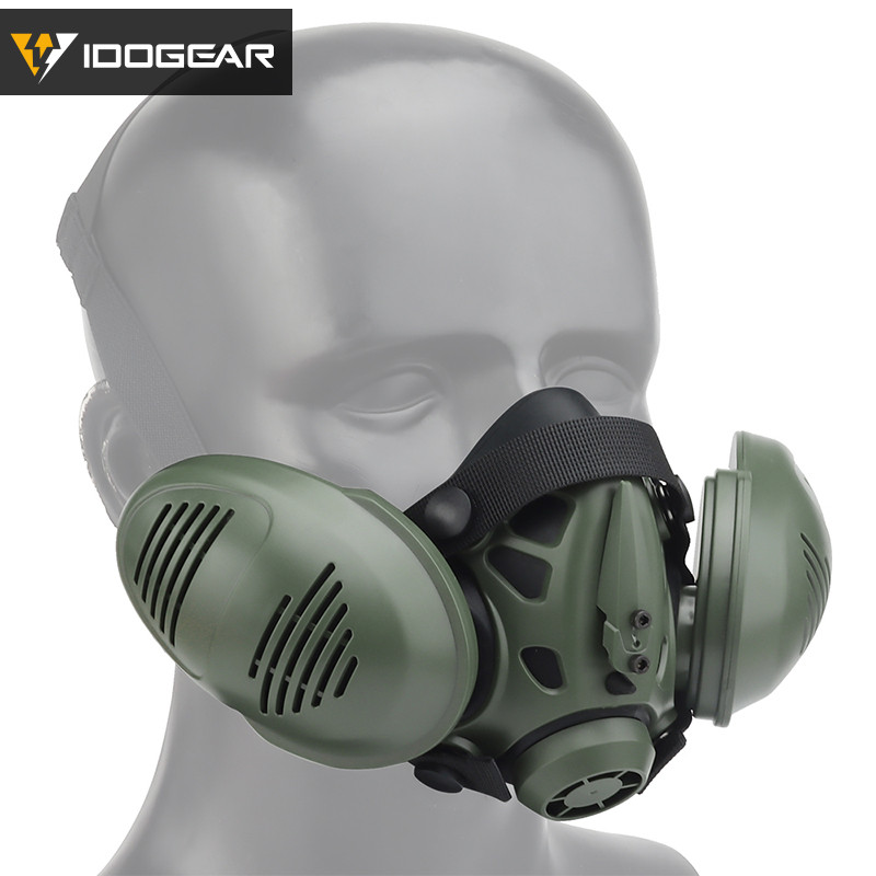 IDOGEAR Tactic Half Face Mask Bilateral Respirator Facepiece Multi ...