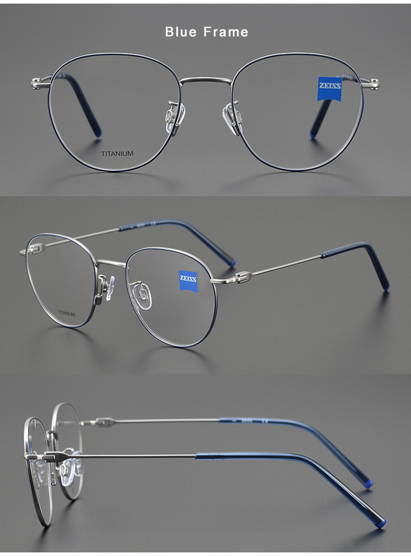 ZEISS Round Pure Titanium Glasses ZS22115 Non-allergic Titanium Glasses ...