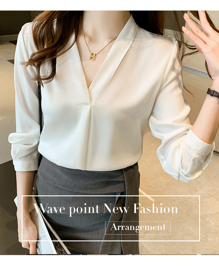 Satin V Neck Chiffon Blouse Women Suit Simple Layering Elegant French ...