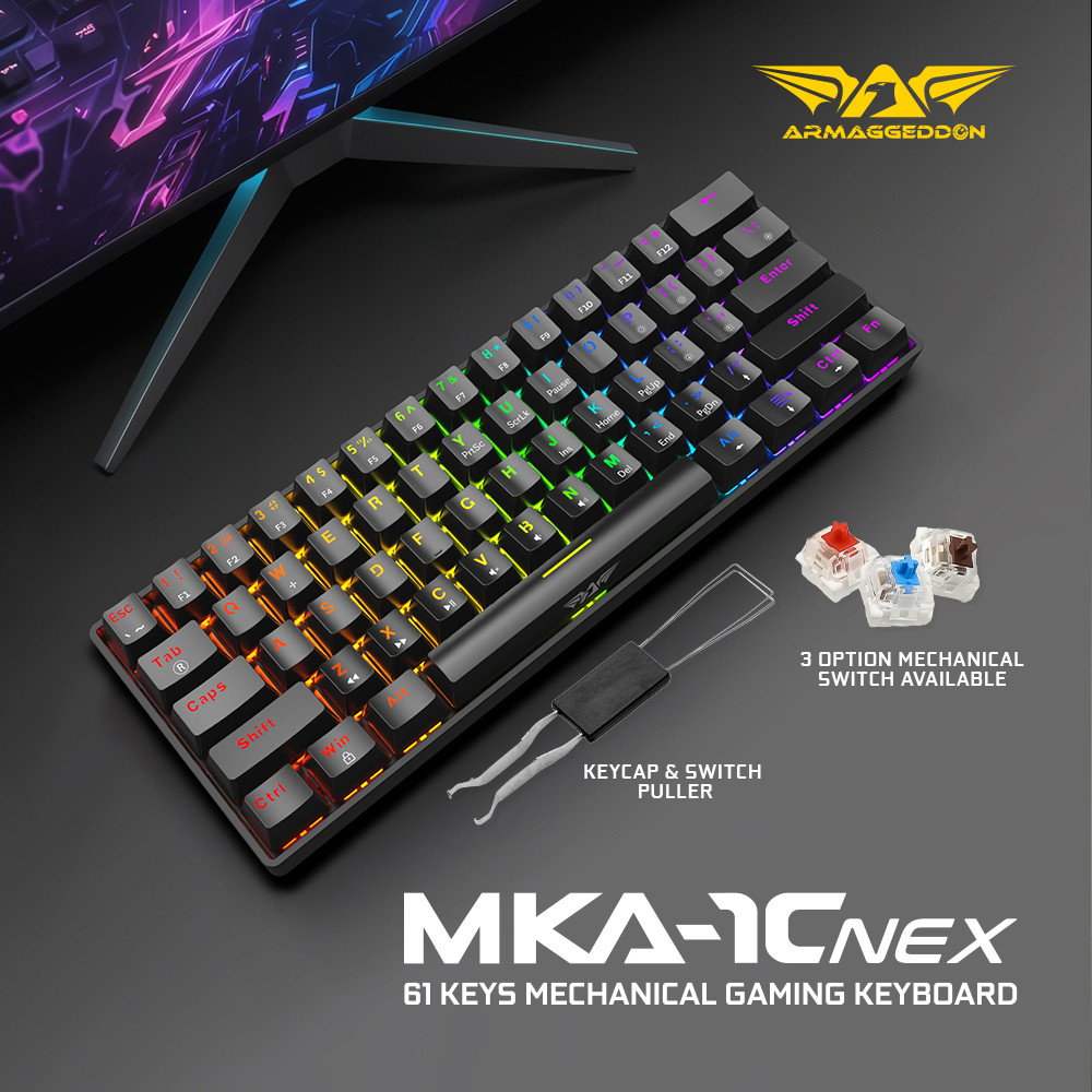 Armaggeddon MKA 1C Nex Hotswappable 61 Keys Wired Mechanical Keyboard | Free Mouse Mat | Shopee ...
