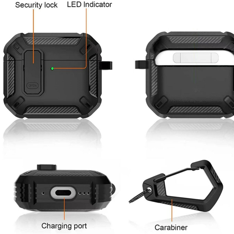 Armor Rugged Anti fall Case for AirPods 4 ANC Switch Secure Lock TPU+PC ...