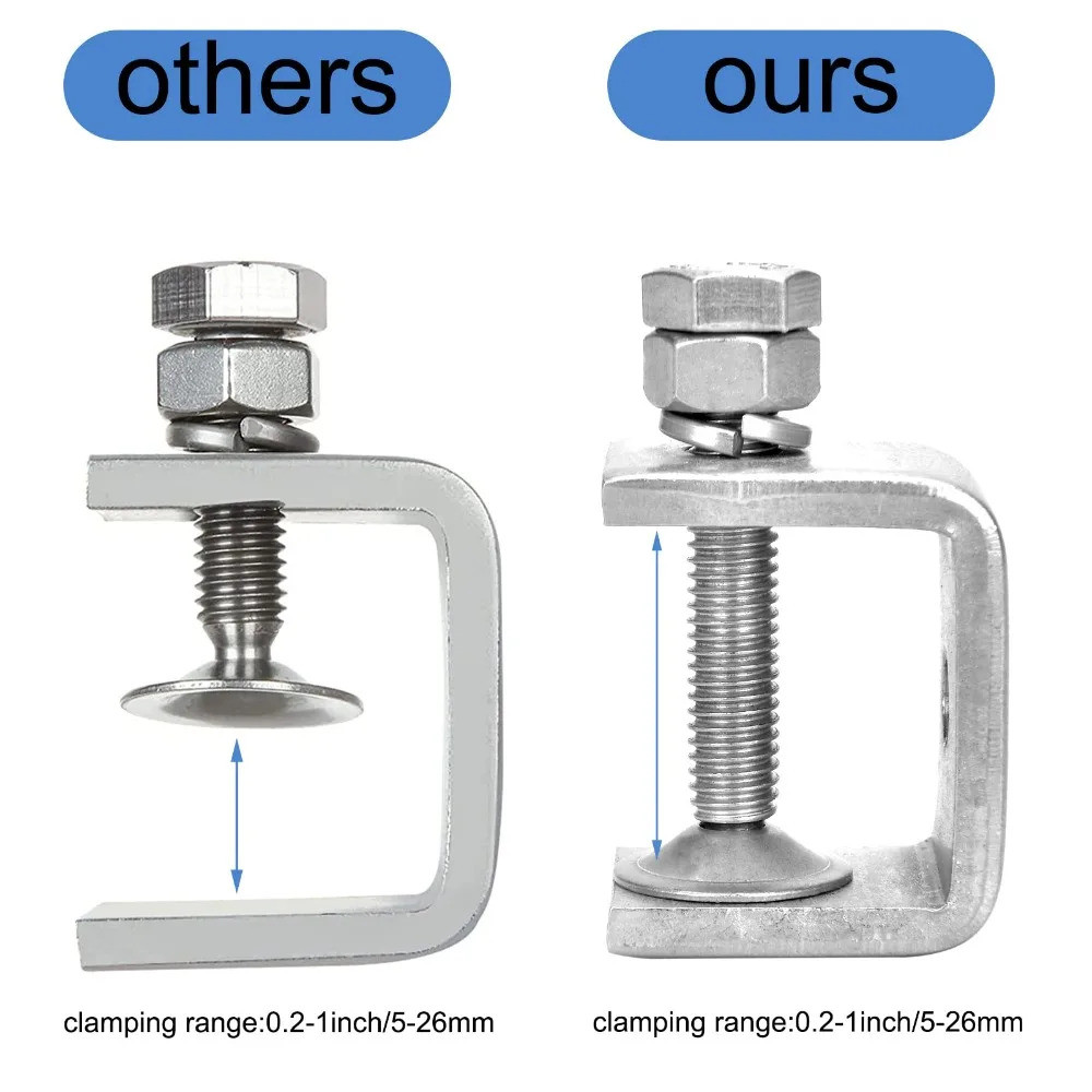 1/6pcs Stainless Steel C-Clamp Durable U-Clamp Metalworking Mini Desk ...