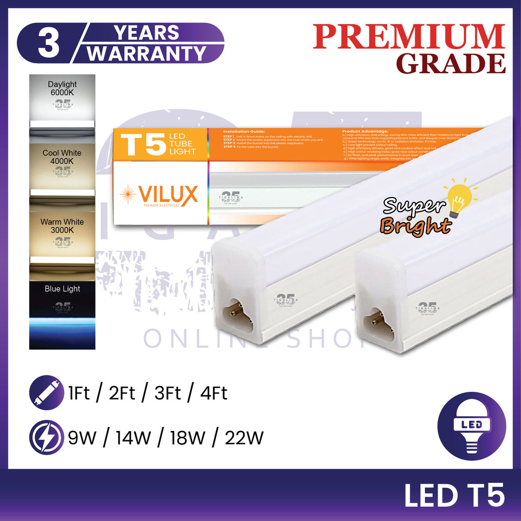 LED T5 Tube Light Premium Grade 1ft / 2ft / 3ft / 4ft Full Set With Connector Ceiling Light ...