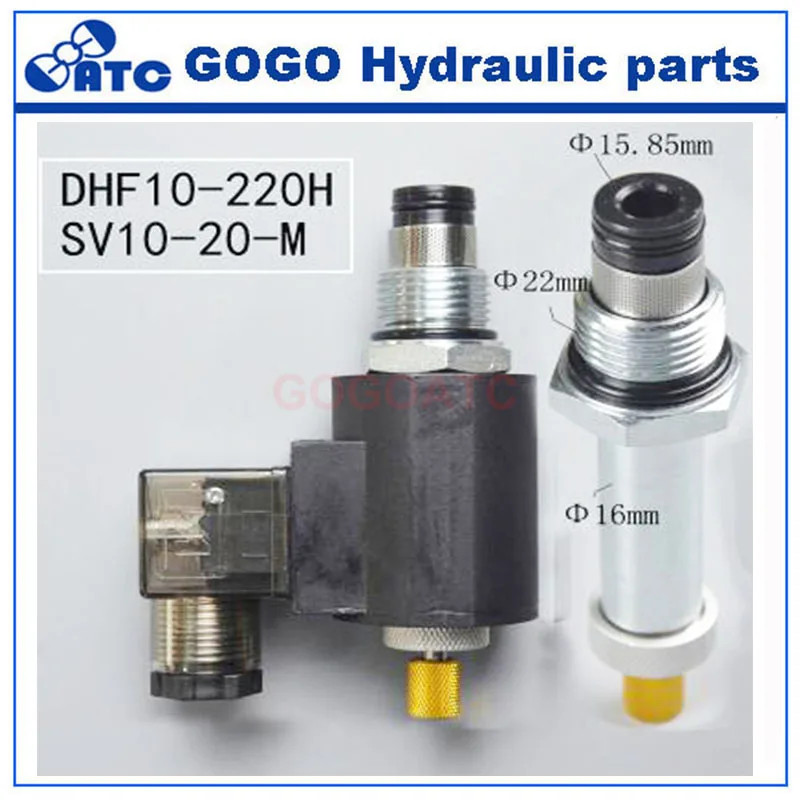 DHF10-220 Hydraulic cartridge high pressure two way two position poppet solenoid valve normally ...
