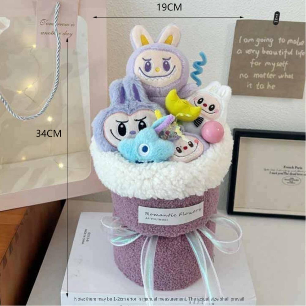 Cute Labubu Bouquet Gift Box Cartoon Labubu Plush Toy Doll Bouquet ...