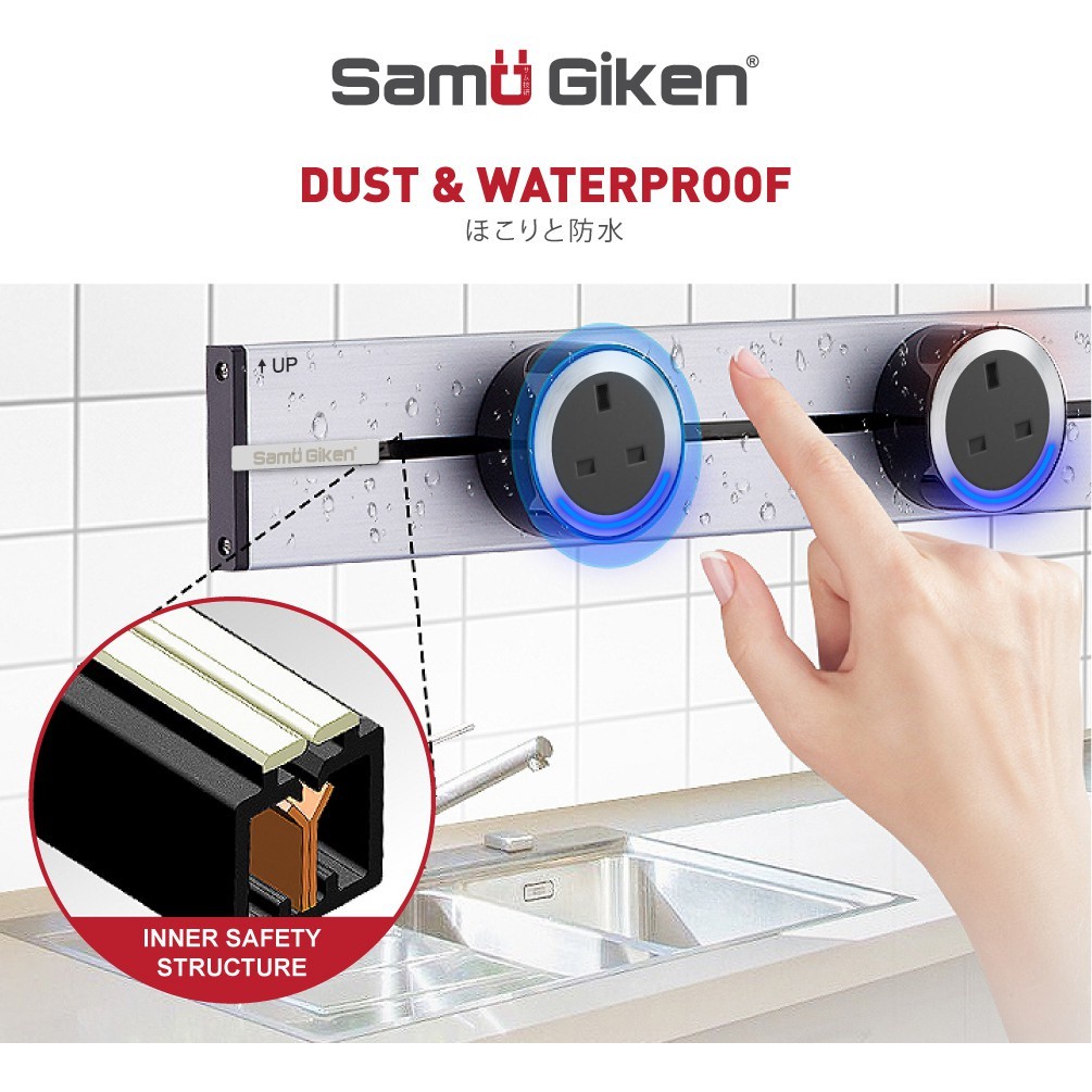 SAMU GIKEN PREMIUM POWER TRACK (BLACK) & 2 UNITS 3 PIN REMOVEABLE POWER ...