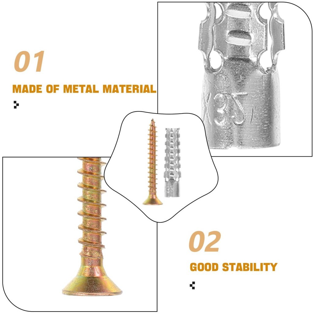 50/100/200 Sets Steel Expansion Tube Pipe Elf Tapping Screw Drilling ...