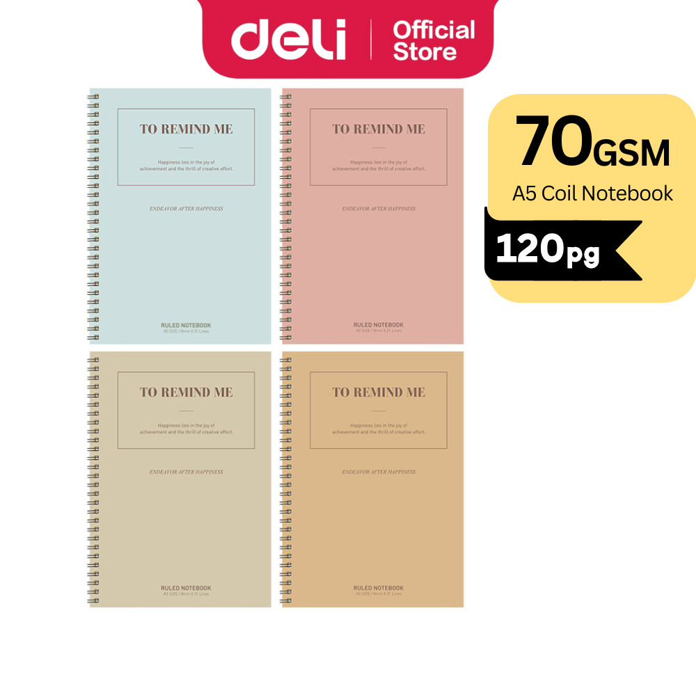 Deli Quote Spiral Notebook A5 120 Page Coil Binder Note Book Buku Nota ...