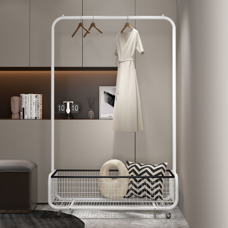 Clothes Rack Floor-standing Bedroom Drying Clothes Rack Mobile Light ...