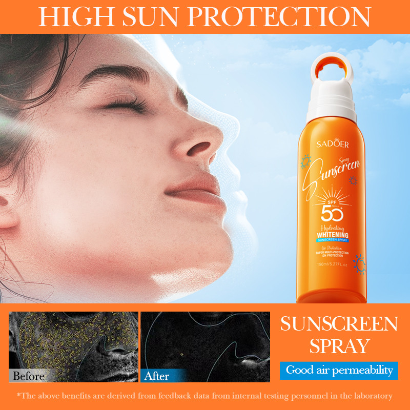ROREC SADOER Hydrating Whitening Sunscreen Spray SPF50 PA+++ Sun Protection Moisturizing ...