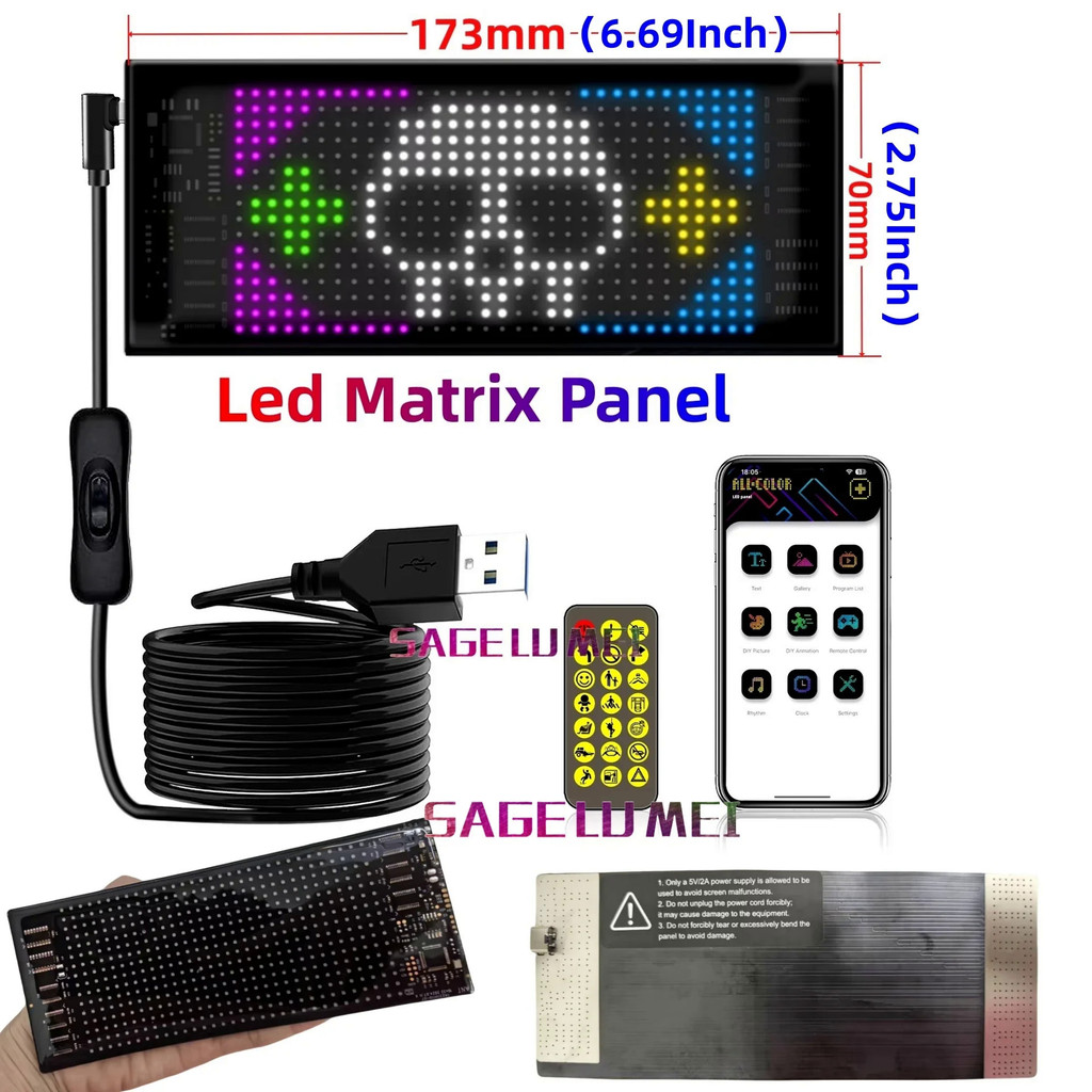 LED Car Sign Animation LED Matrix Pixel Panel DIY Multilingual ...