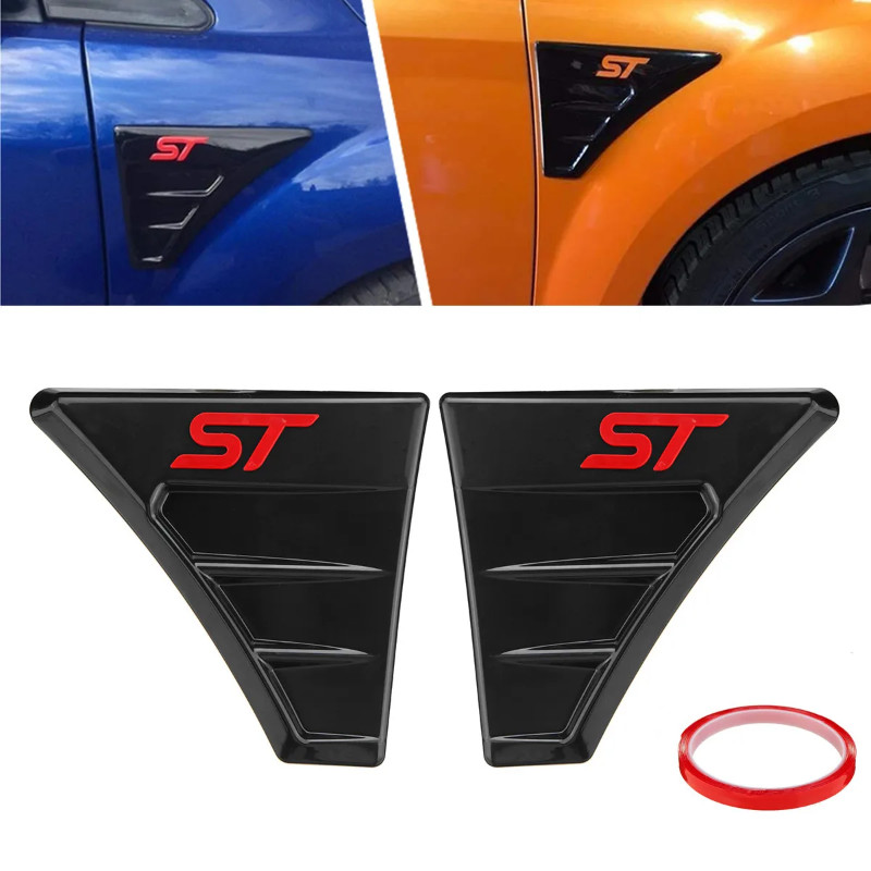 NEW Red Car Side Fender Spoiler Outflow Vent Sticker Trim Molding ST ...