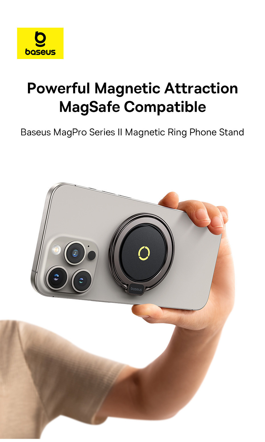 Baseus Magnetic Ring Phone Holder Stand for MagSafe Wireless Charging for iP16 15 14 360 ...