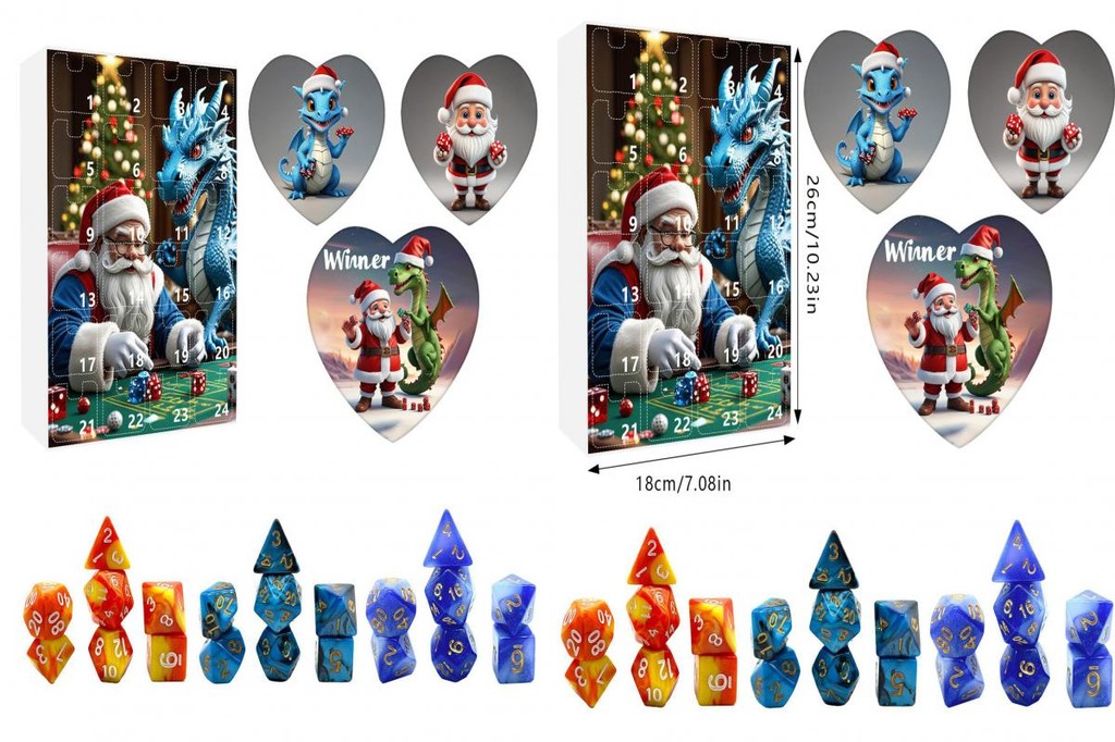 SL Fun Holiday Countdown for Kids 2024 Advent Calendar Dnd Dice Set 24 ...