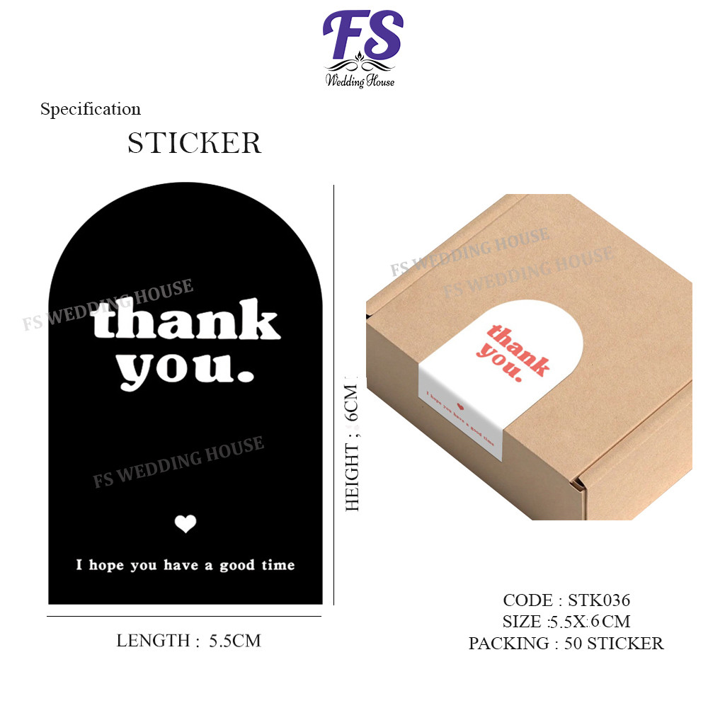 LONG THANK YOU STICKER LABEL/LONG DOORGIFT STICKER/封口贴纸/包装贴纸/ARCH ...