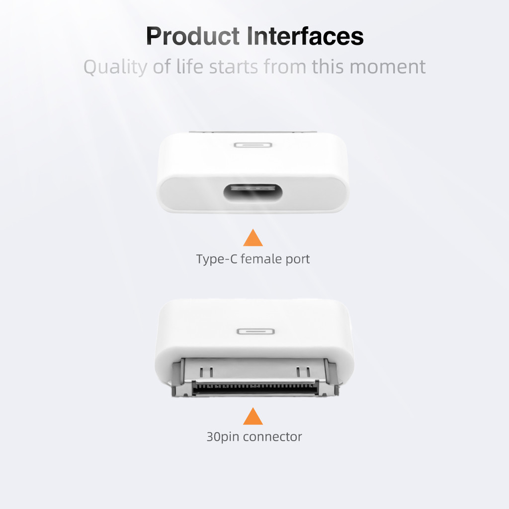 USB-C To 30Pin Adapter 8Pin Male To 30 Pin Female Charging Sync ...