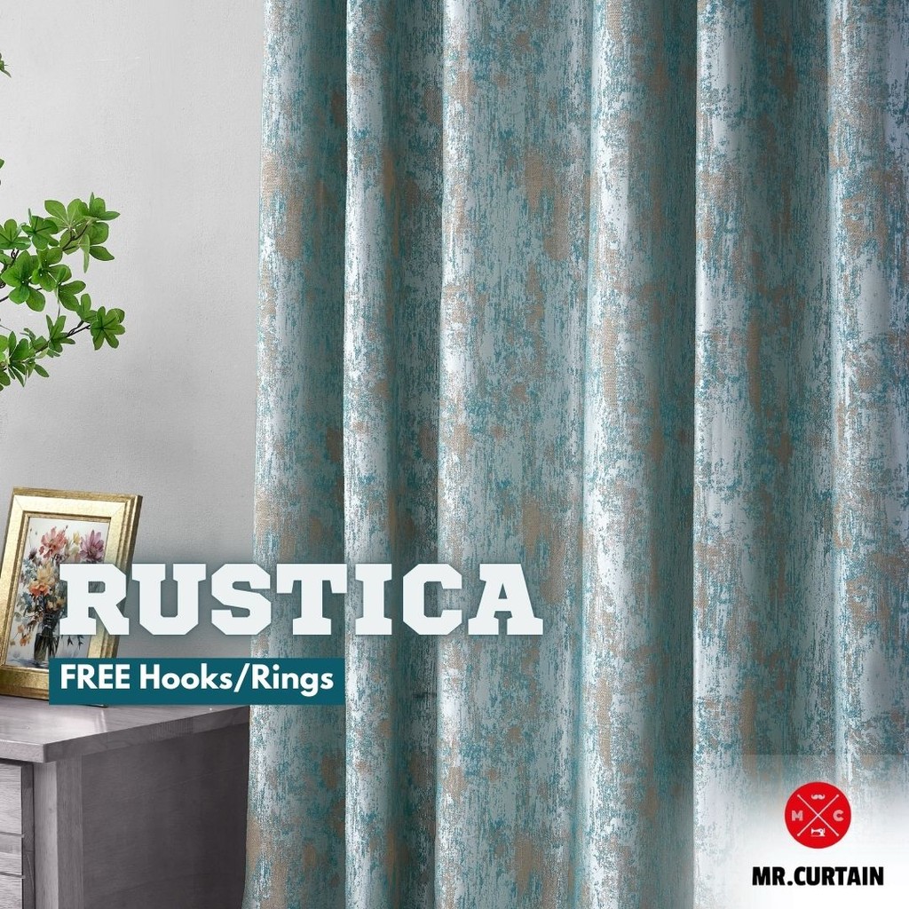 MR.CURTAIN Rustica Langsir Blackout Siap Jahit Cangkuk & Ring / Ready ...