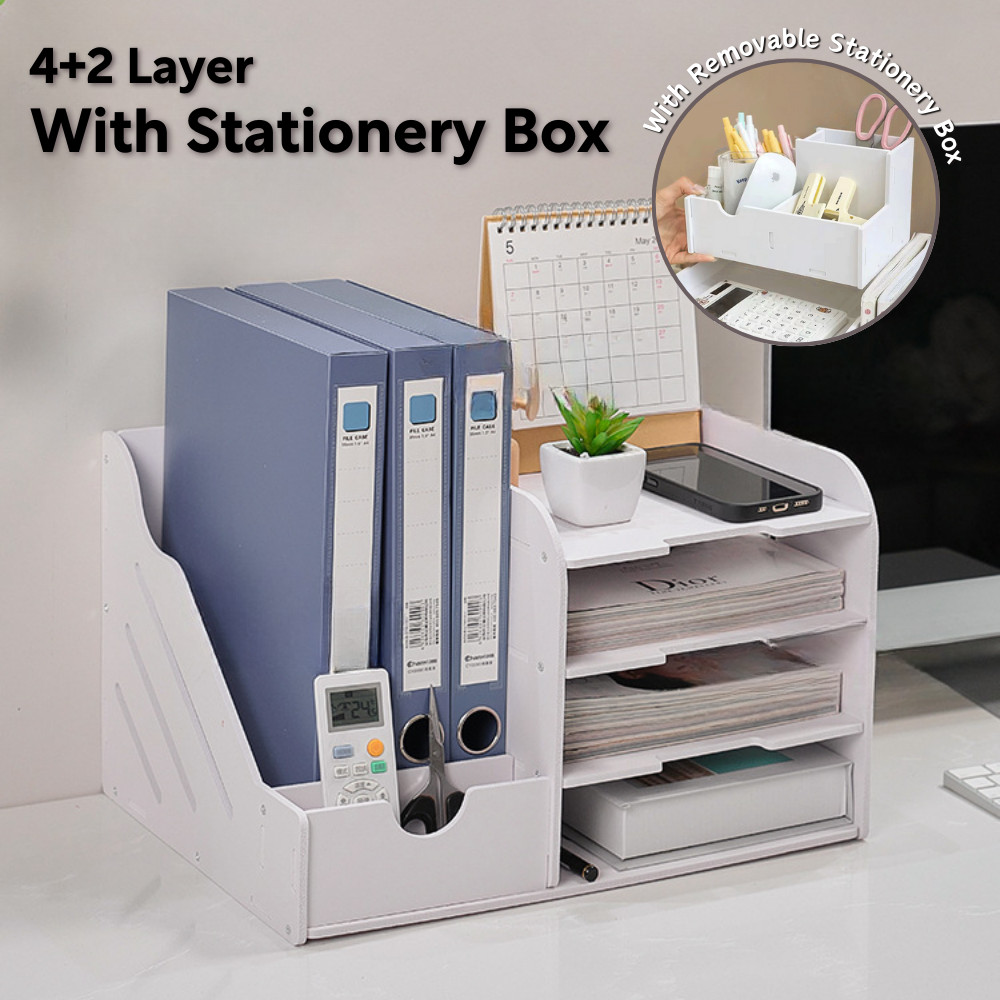 File Holder Document Tray Office Desk Storage Stationery Box Rak Kertas ...