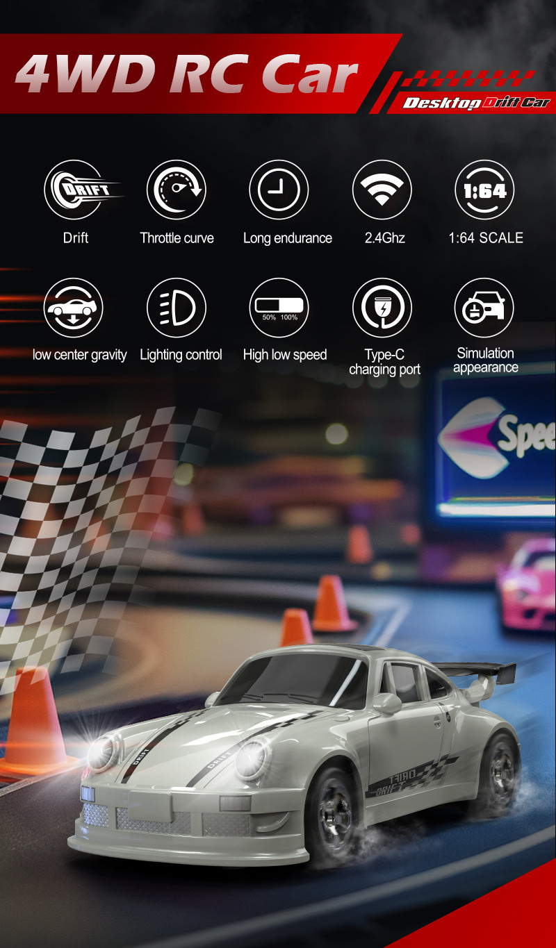 KF20 1:64 Drift Rc Car Four-wheel Remote-controlled Racing Car Full ...