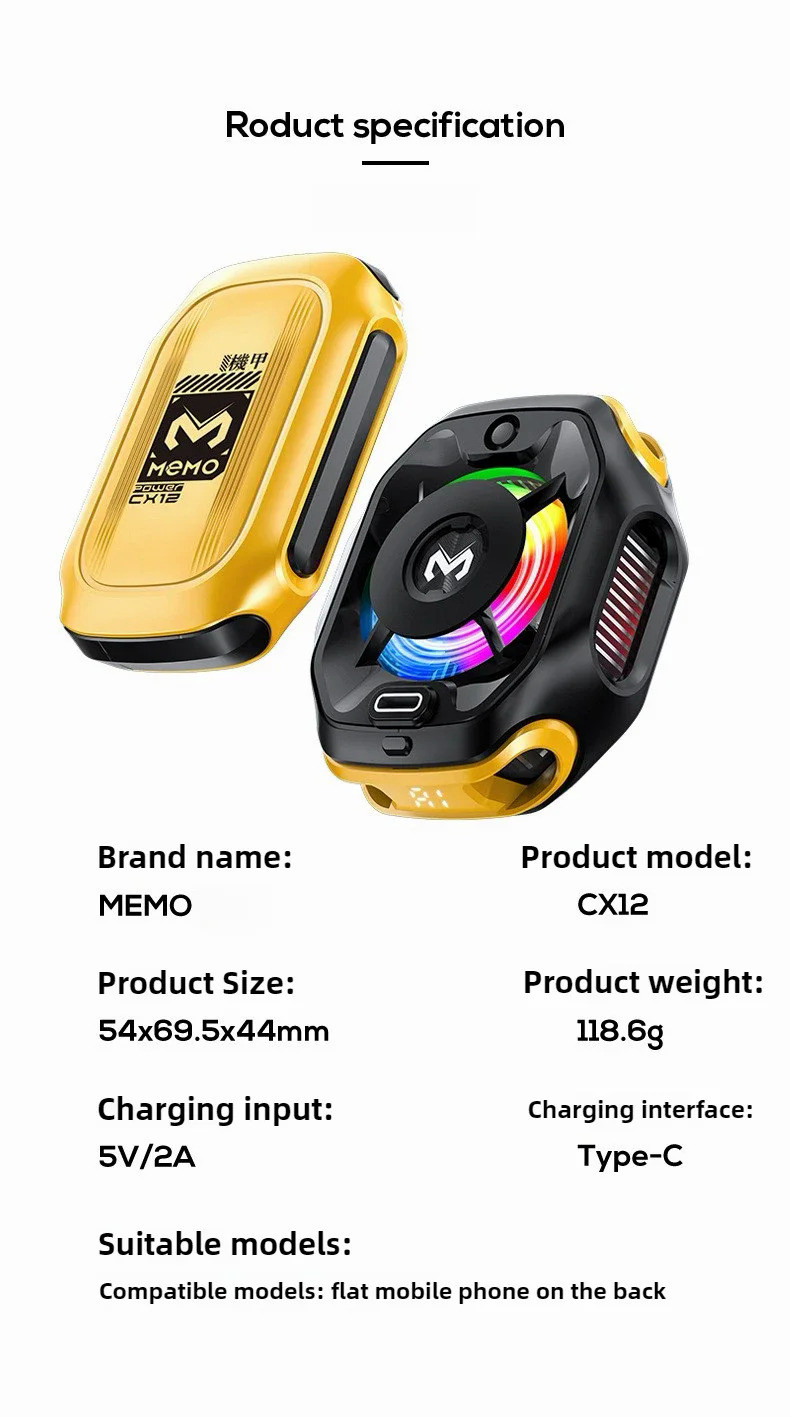 MEMO CX12 Wireless Cooler Semiconductor Magnetic Ai LED Display Phone ...