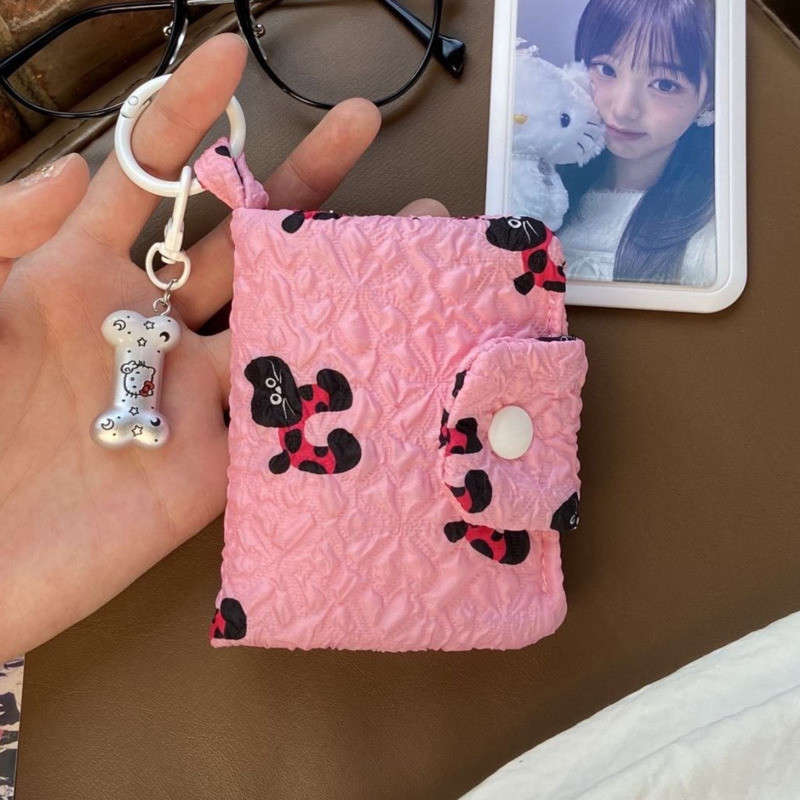 New Black Pink Cute Kitten Card Bag Multi Layer Money Card Integrated ...