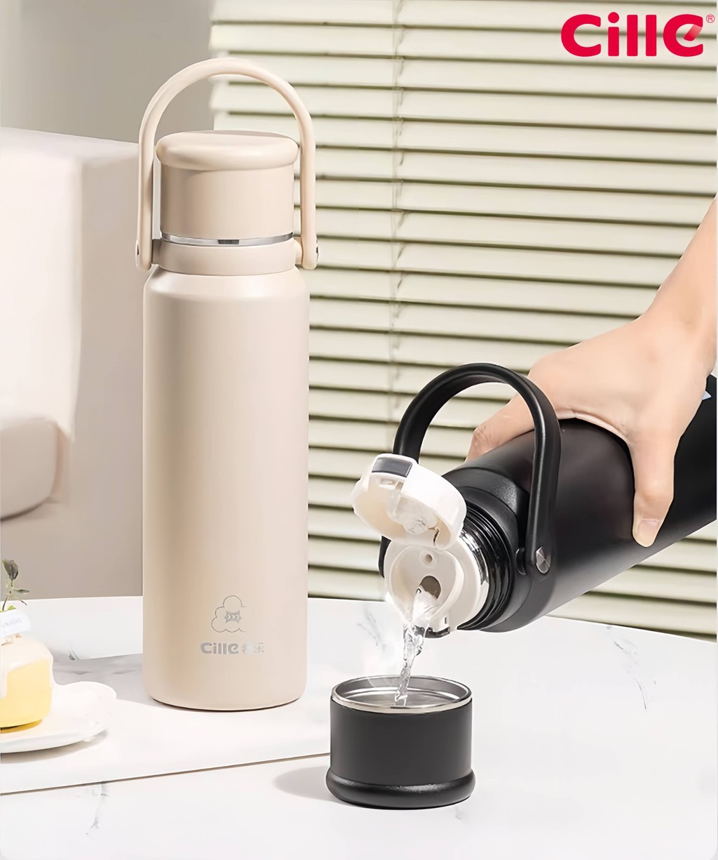 Cille Insulated 316 Stainless Steel Flask Water Bottle w Cup for ...