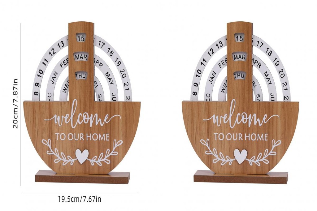Long-lasting Perpetual Calendar Rotating Date Calendar Vintage Wooden ...