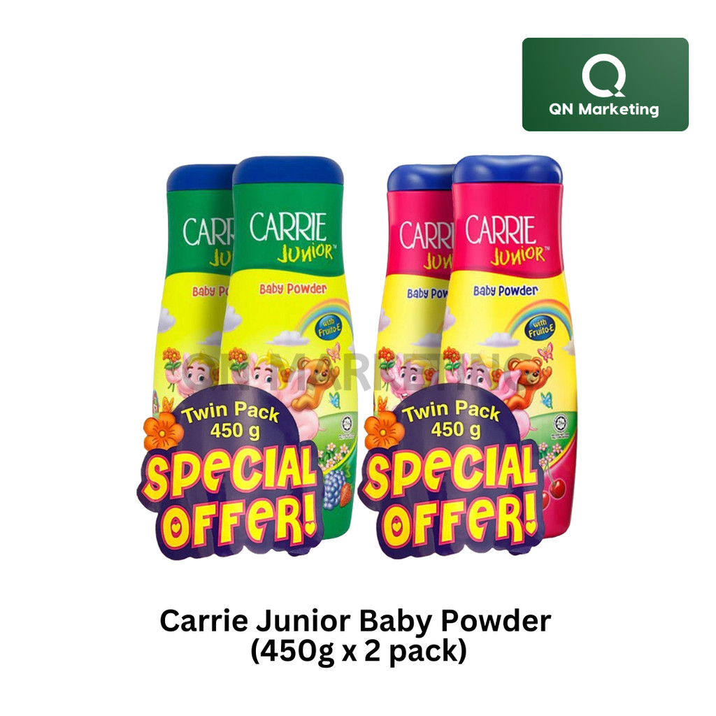 Carrie Junior Baby Powder Twin Pack (450gx2) (Cheeky Cherry/Groovy ...