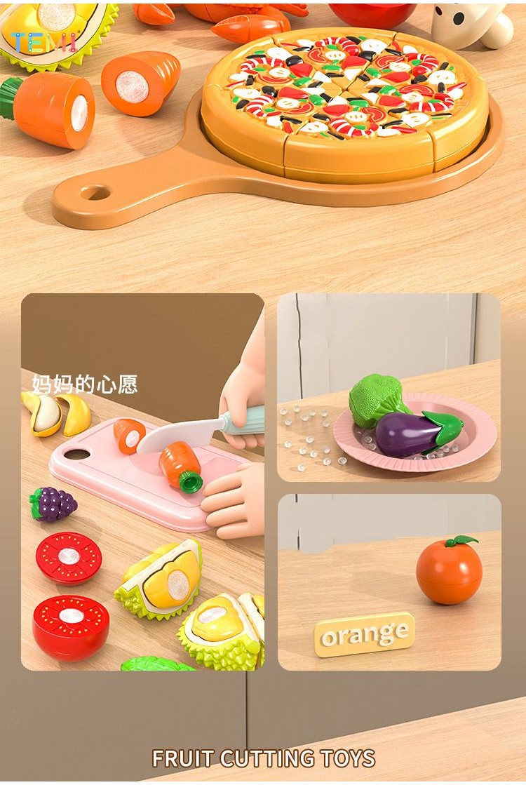 TEMI Peel Fruit Vegetable Kitchen Cutting Toys pretend to play Game ...