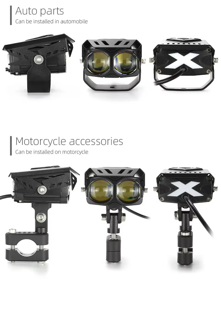 Motorcycle Spotlight High/Low Beam Mini Driving Lights Work 30W Lights ...