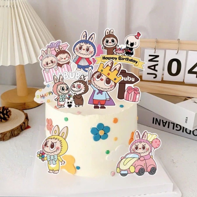 Labubu birthday cake decoration ornament cartoon cute children boys and ...