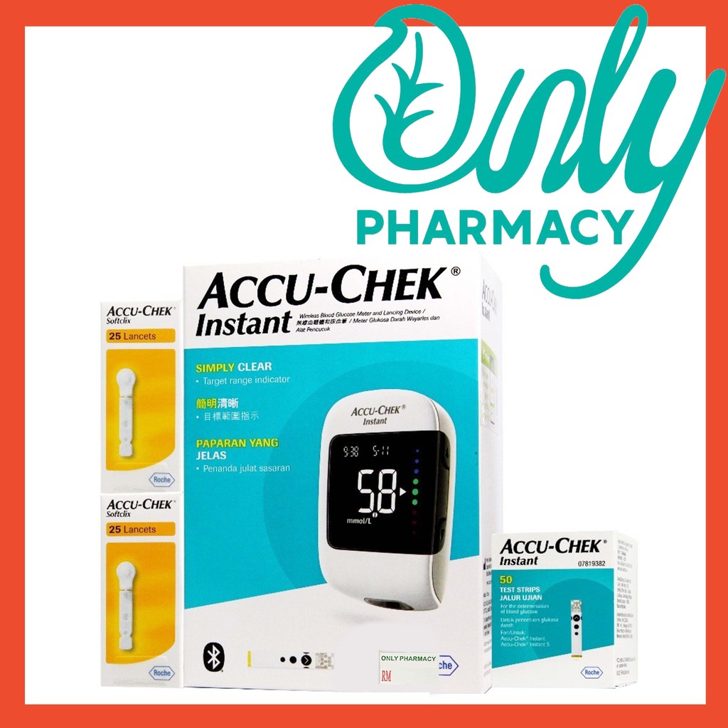 Accu-Chek Instant Glucometer (FREE 50 Test Strips + FREE 50 Lancets ...