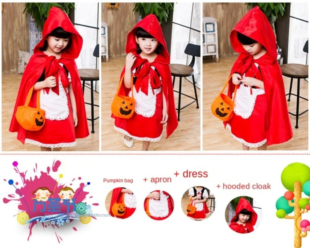 Little Red Riding Hood Girl Costume Children's Halloween Fairy Tale ...
