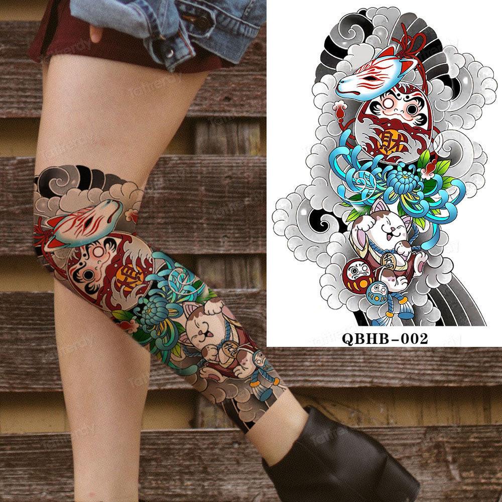 Waterproof Temporary Tattoo Sticker Full Arm Sleeve Red Dragon Totem ...