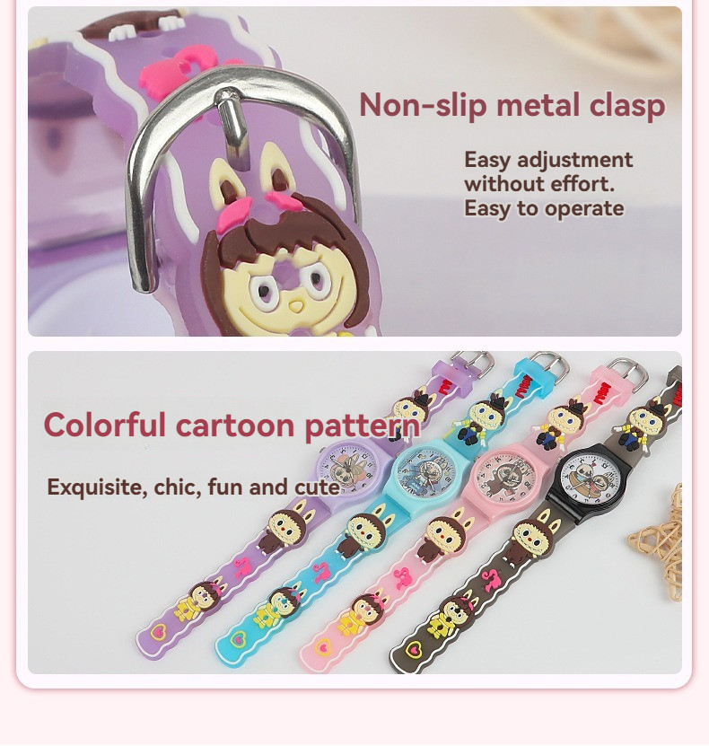 Labubu Kids Cartoon Quartz Watch Cute Colorful 3D Silicone Strap ...