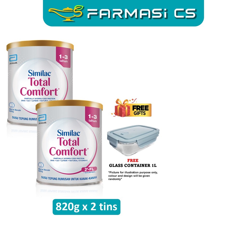 Abbott Similac Total Comfort 820G x 2 Tins FOC Glass Container EXP: 07/ ...