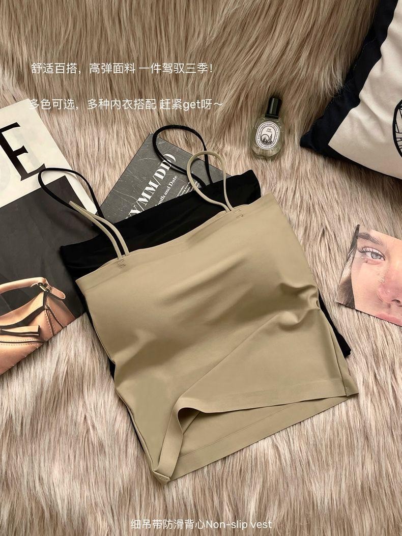 Summer Ice Silk Camisole Women's Inner Wear Anti-glare With Chest Pad ...