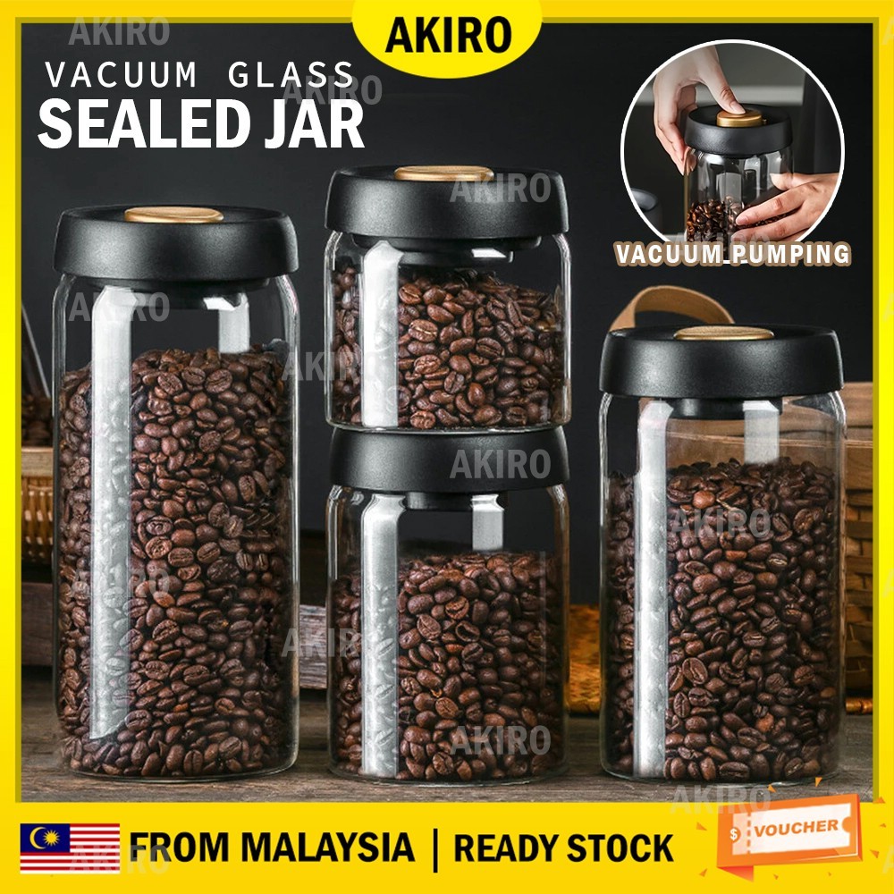 AKIRO 1250mL Press Type Sealed Jar Airtight Jar Borosilicate Glass ...