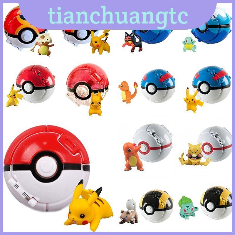 Ball Detailed Poke Elf Figure Model Toy With Charmander Litten Rockruff ...